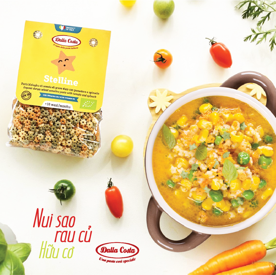 Nui Sao Rau Củ Hữu Cơ 200g Dalla Costa - Organic Star Shaped Pasta For ...